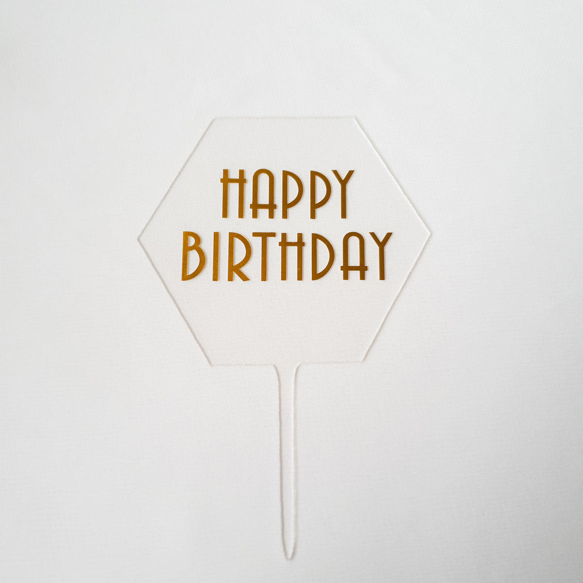 Transparent Hexagon Happy Birthday Topper – Ethereal Bakes